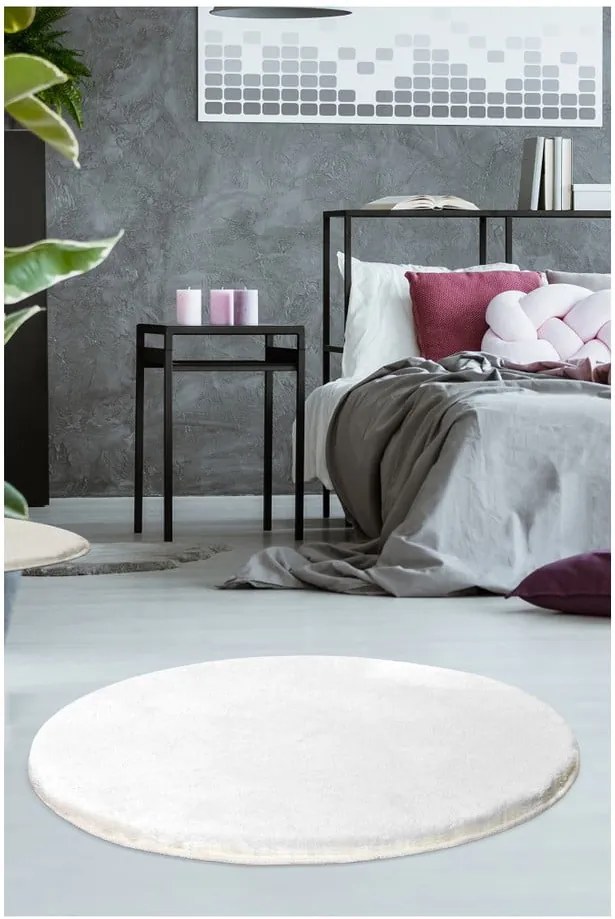 Bílý koberec Milano, ⌀ 90 cm
