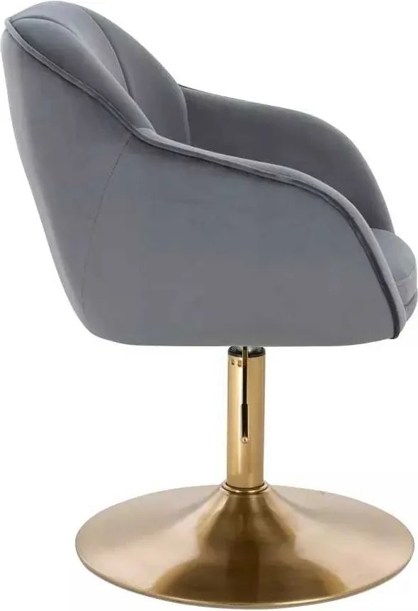 LuxuryForm DESIGN Otočná židle AVOLA VELUR na zlatém talíři - tmavě šedá