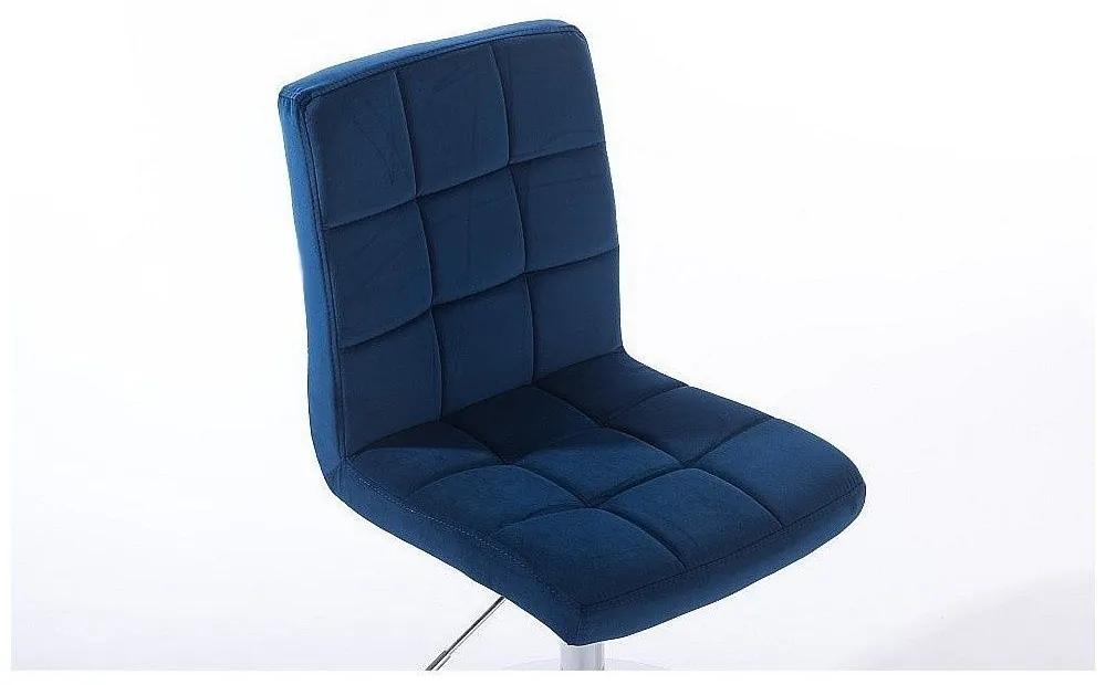 Židle TOLEDO VELUR na stříbrné podstavě s kolečky - modrá