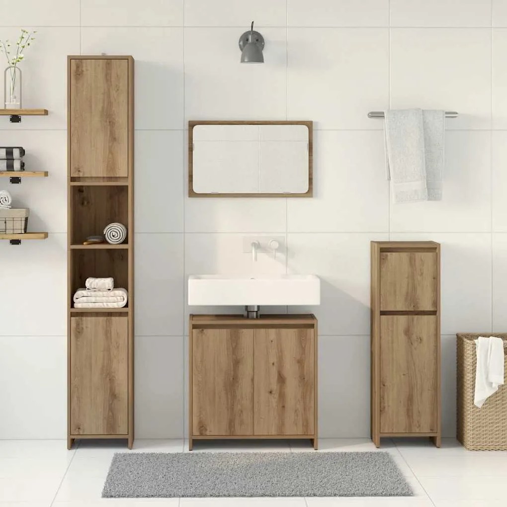 4dílná koupelnová sestava dub artisan kompozitní dřevo 3328556
