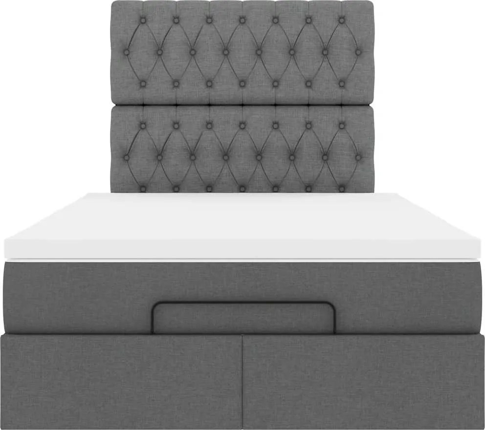 Osmanský rám postele s matrací tmavě šedá 120x200cm textil 3313231