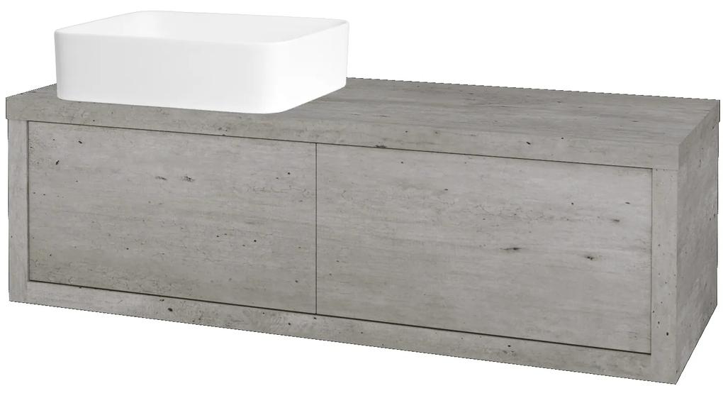 Dřevojas Koupelnová skříň STORM SZZ2 120 (umyvadlo Joy) Varianta: D01 Beton / L01 Bílá vysoký lesk / Pravé