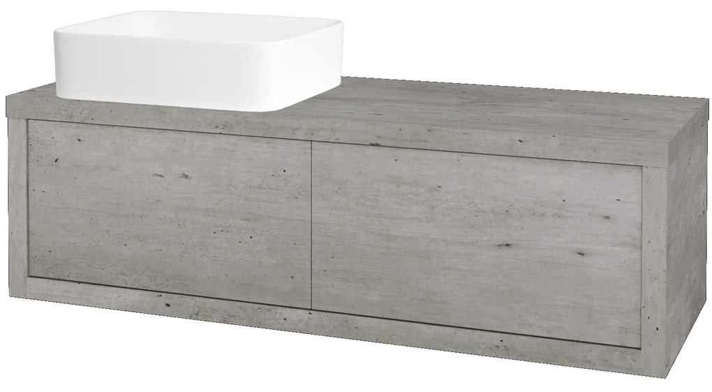 Dřevojas Koupelnová skříň STORM SZZ2 120 (umyvadlo Joy) Varianta: D16  Beton tmavý / L01 Bílá vysoký lesk / Pravé
