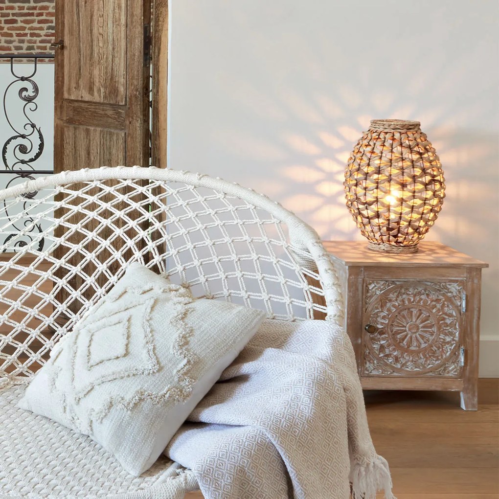 Stolní lampa SAND s stínidlem z hyacintu, výška 40 cm