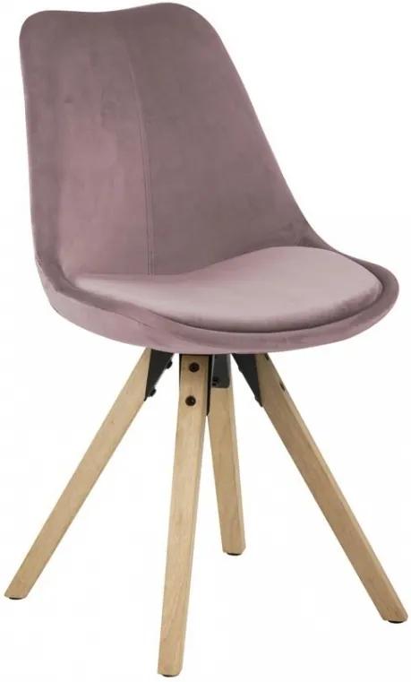 Jídelní židle Damian, samet, růžová