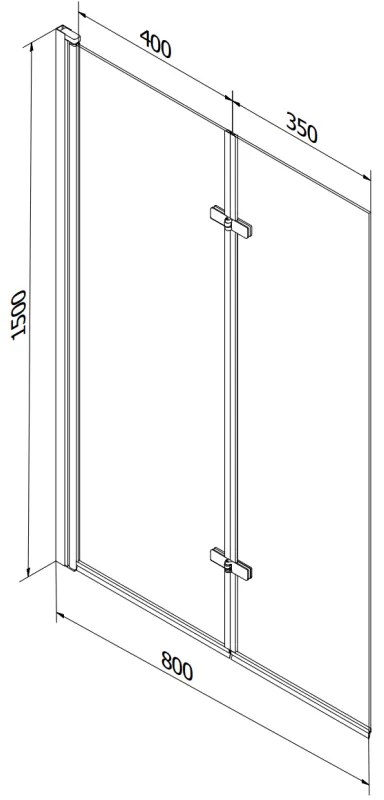 Mexen Cubik obdélníková vana 150 x 70 cms pláštěm 2-křídlovou zástěnou 80 cm, Průhledné, zlatá - 550315070X9208025000