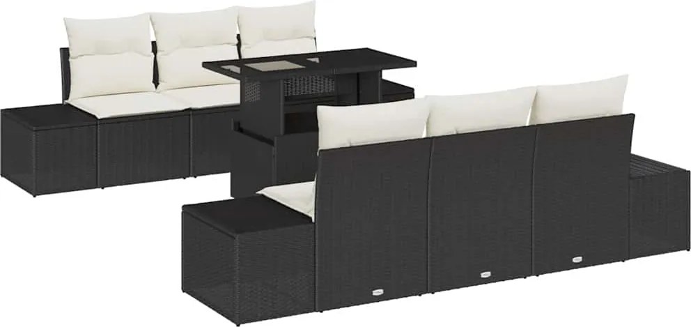 Set pohovek 7 ks Černá a krémová polyratan 3349103