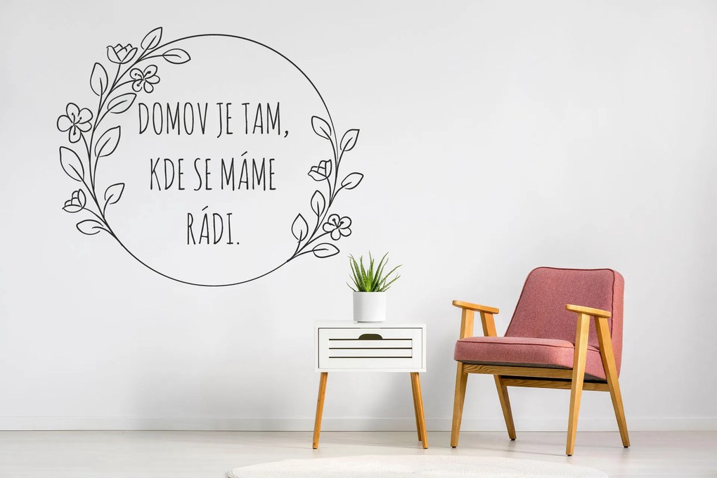Samolepka na zeď Kde se máme rádi Barevná varianta: Černá, Velikost (šířka x výška): 50x42cm