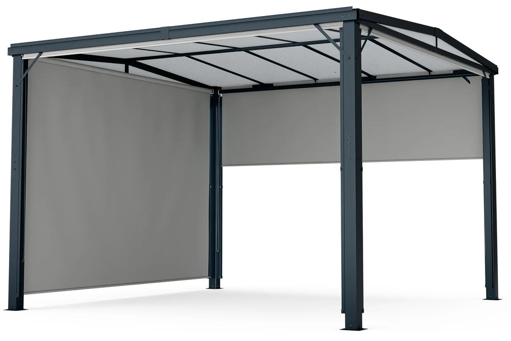 Blumfeldt Pantheon Cortina Solid Sky 3x3 Pergola, odolná proti povětrnostním vlivům, prášková barva, boční panely