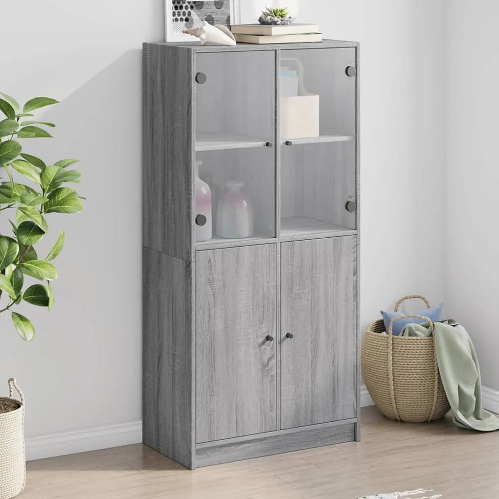 Highboard s dvířky šedý sonoma 68x37x142 cm kompozitní dřevo 3295869