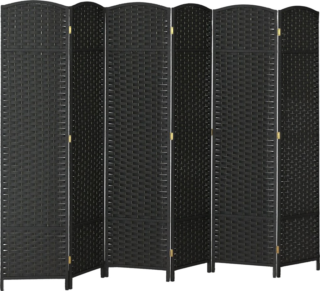 HOMCOM Skládací rozdělovací stěna 6-panelová 240x170 cm - Záclona pro soukromí do obývacího pokoje, ložnice, kanceláře - černá | Aosom