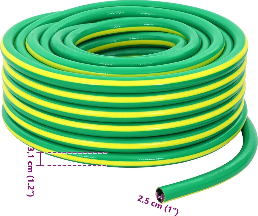vidaXL Zahradní hadice 5-vrstvá Zelená a žlutá 1" 20 m PVC [42035832]