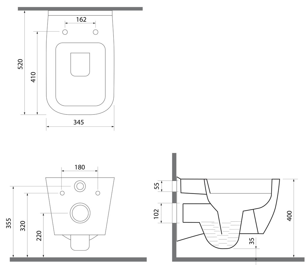 Isvea Isvea, VEA závěsná WC mísa, Rimless, 34,5x52cm, bílá, 10VA02001