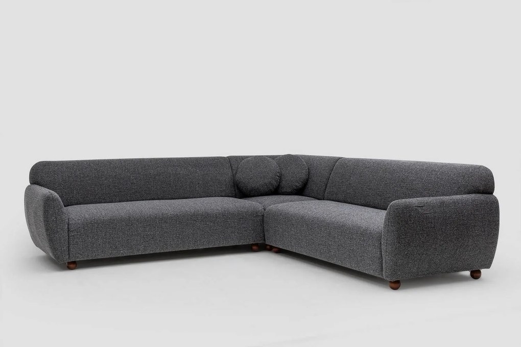 Designová rohová sedačka Jamiya 280 cm tmavě šedá - levá