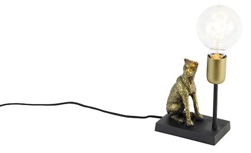 Vintage stolní lampa mosaz - Leopard