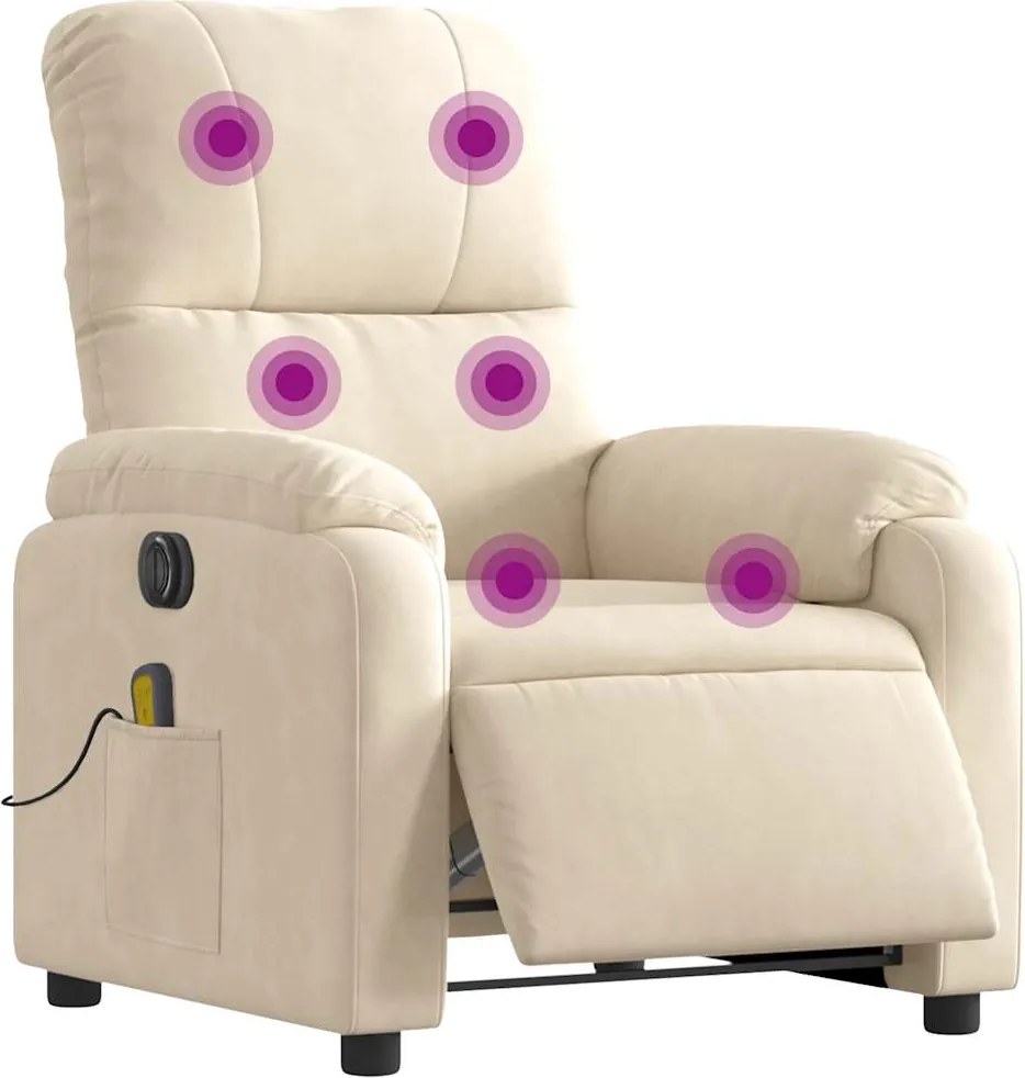 Elektrické masážní polohovací křeslo béžové látka z mikrovlákna 3204927