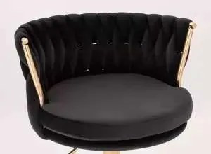 LuxuryForm DESIGN Barová židle LYON VELUR na zlaté kulaté podstavě - černá