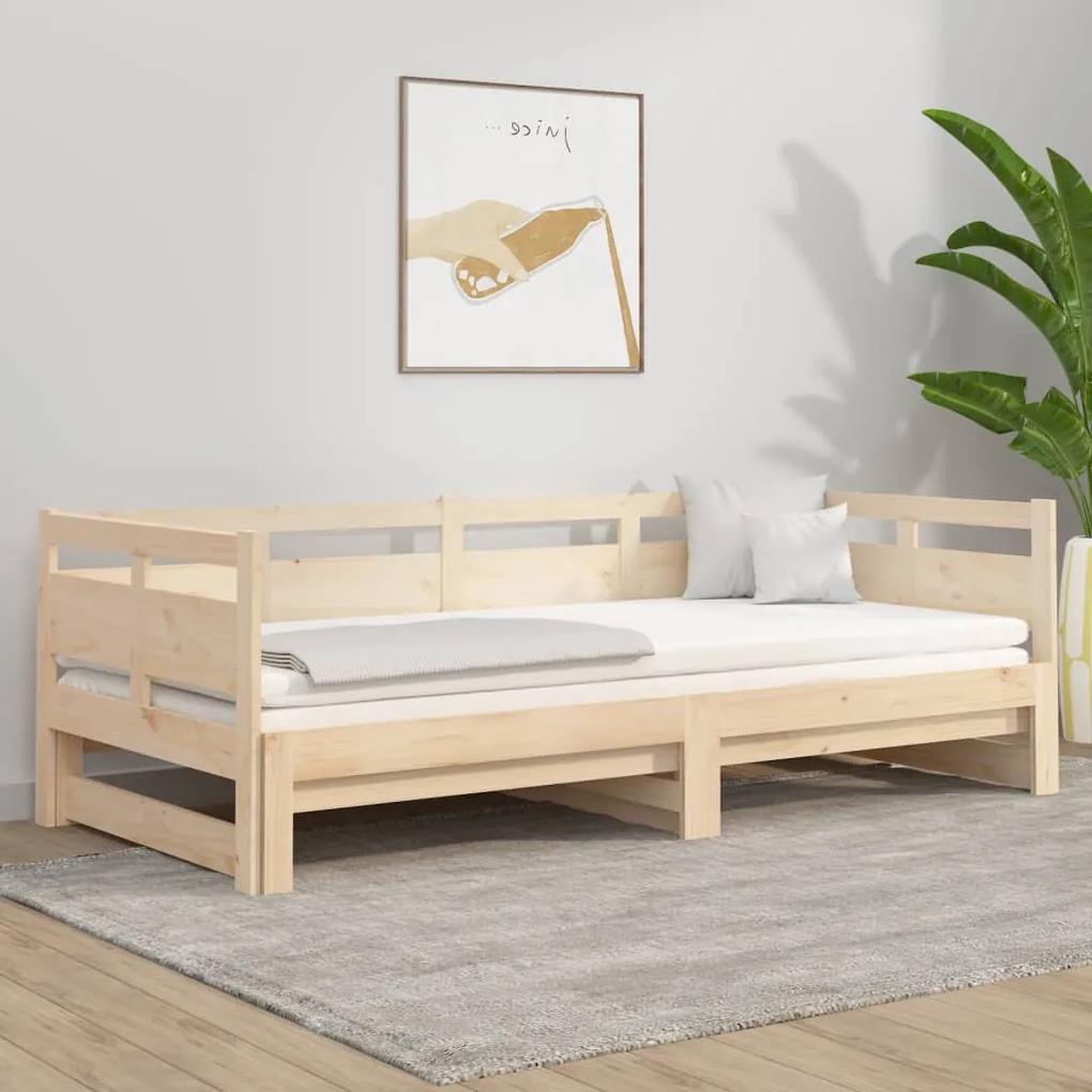 Výsuvná postel masivní borovice 2x (80 x 200) cm,  820317