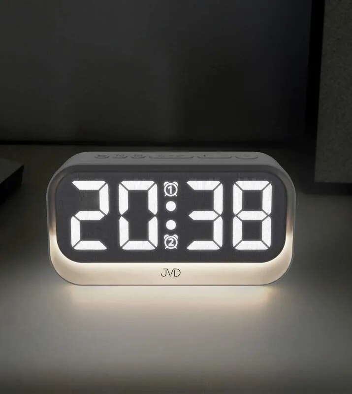 JVD Digitální budík do sítě s LED podsvícením a nočním světlem JVD SB3225