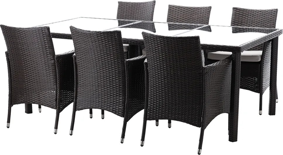 Zahradní sestava k sezení GARDENA I | stůl + 8 židlí křesílek | umělý ratan | béž./hnědá | ABI3654