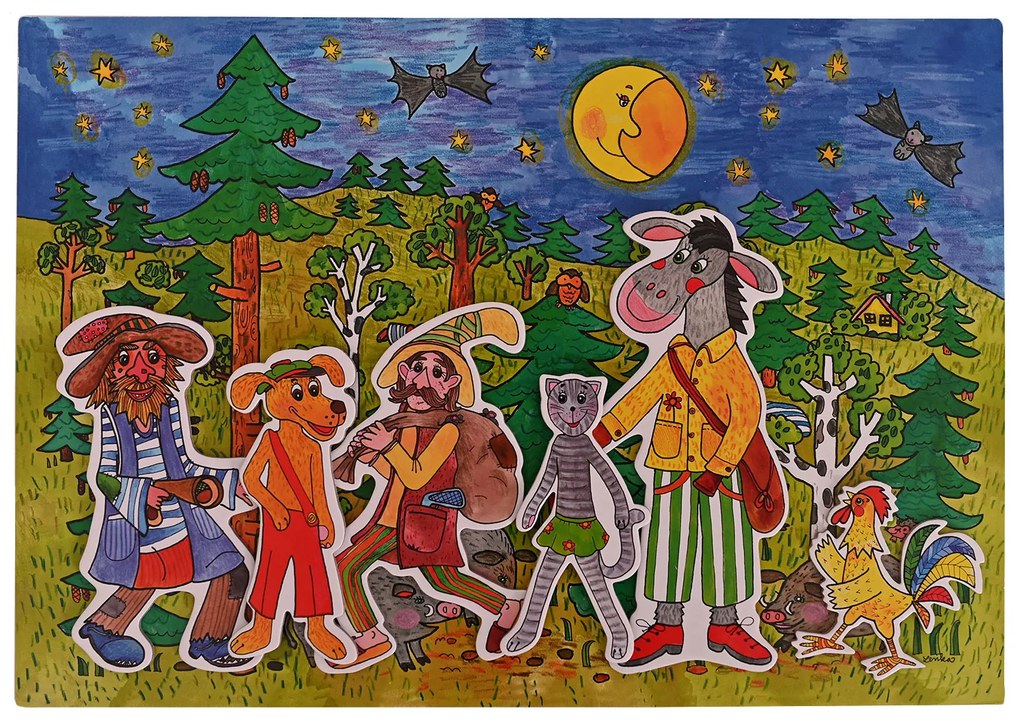 MARIONETINO Loutky a kulisy k pohádce ZVÍŘÁTKA A LOUPEŽNÍCI