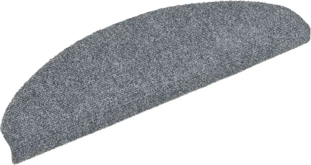 Schodové rohože samolepicí 15 ks 65 x 21 x 4 cm světle šedé, půlkulaté, velké 132699