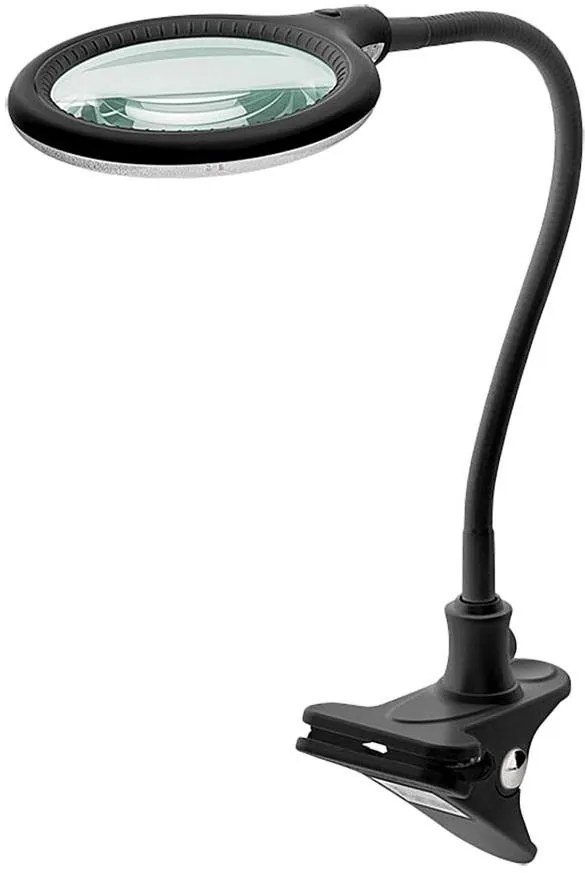 Goobay stolní lampa s lupou, 100 mm, 3 dioprie, led osvětlení 6 w, klip, černá