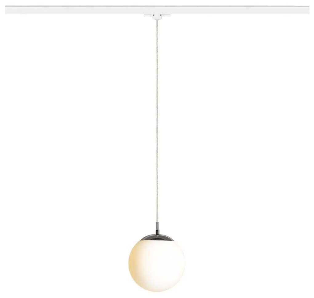 Rendl R13967 závěsné svítidlo LUNA 20 pro tříokruhovou lištu, opálové sklo, chrom, 230V, E27, ø20cm