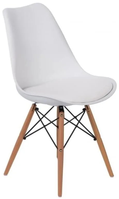 Židle DSW s čalouněným sedákem, bílá