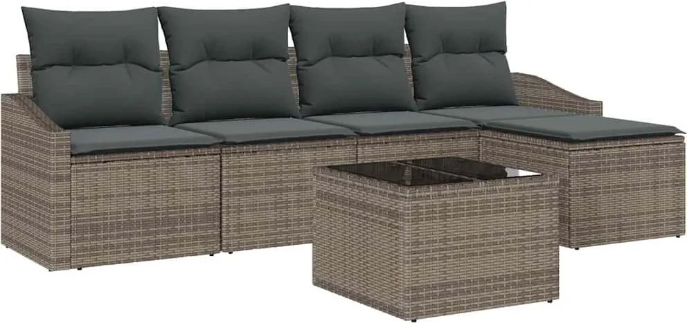 Set pohovek 6 ks Světle šedá polyratan 3355358