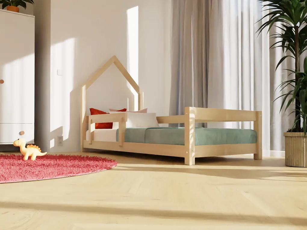 Benlemi Dětská postel domeček POPPI s bočnicí Zvolte barvu: Béžová, Zvolte rozměr: 120x190 cm, Zvolte stranu: Vpravo