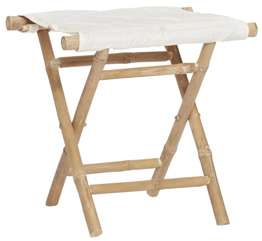 Hübsch Bambusová stolička Stool, béžová barva, bílá barva, dřevo