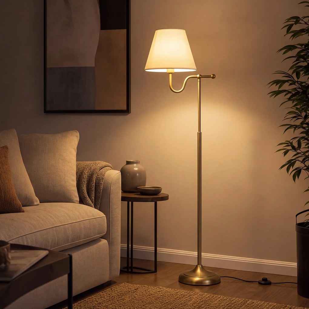 Costway Stojací lampa 158 cm s látkovým stínidlem a kovovým rámem Stojací lampa