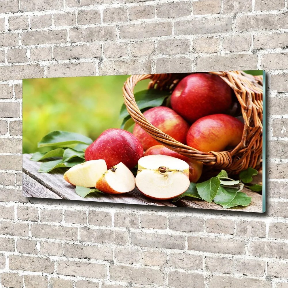 Wallmuralia Fotoobraz na skle Jablka v košíku 140x70 cm