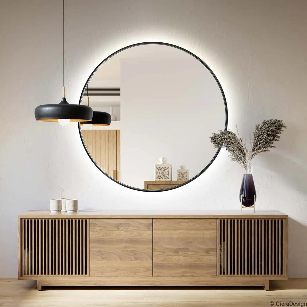Zrcadlo Scandi Slim LED Black Rozměr: Ø 110 cm