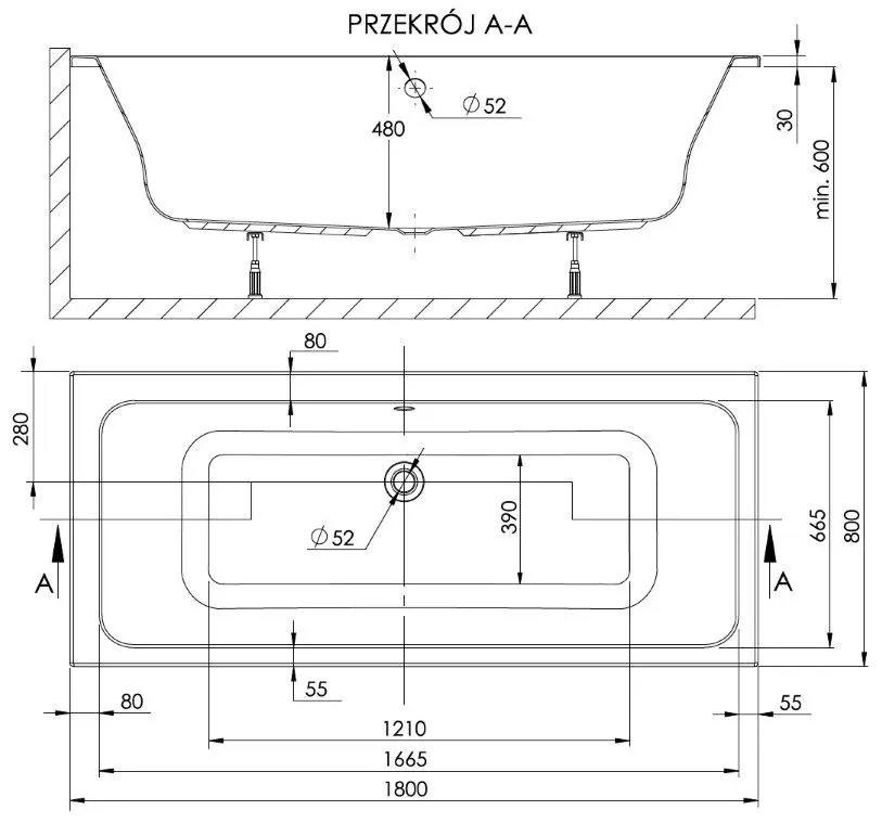 Scansani Keos 180x80 akrylátová vana