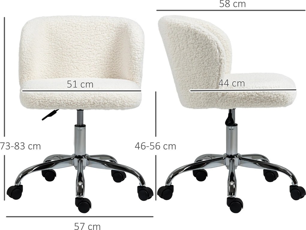 HOMCOM Designová kancelářská židle - nastavitelná výška, otočná - základna z chromované oceli s efektem vlněného povrchu