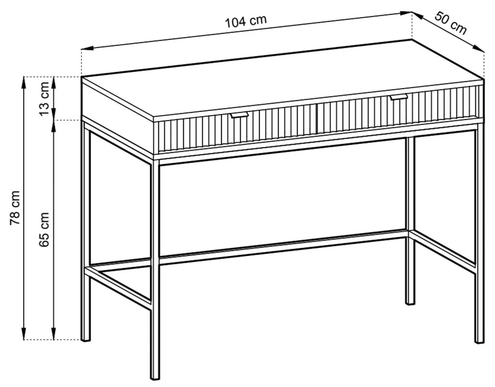 Toaletní stolek Nova 104 cm černý/černý rám