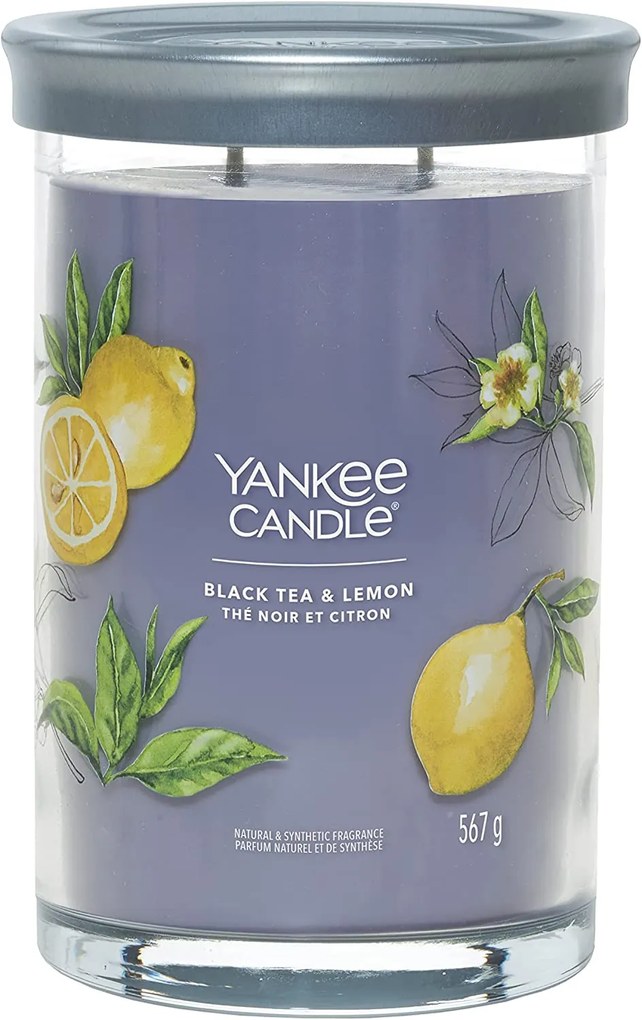 Yankee Candle vonná svíčka Tumbler ve skle velká Black Tea & Lemon 567g