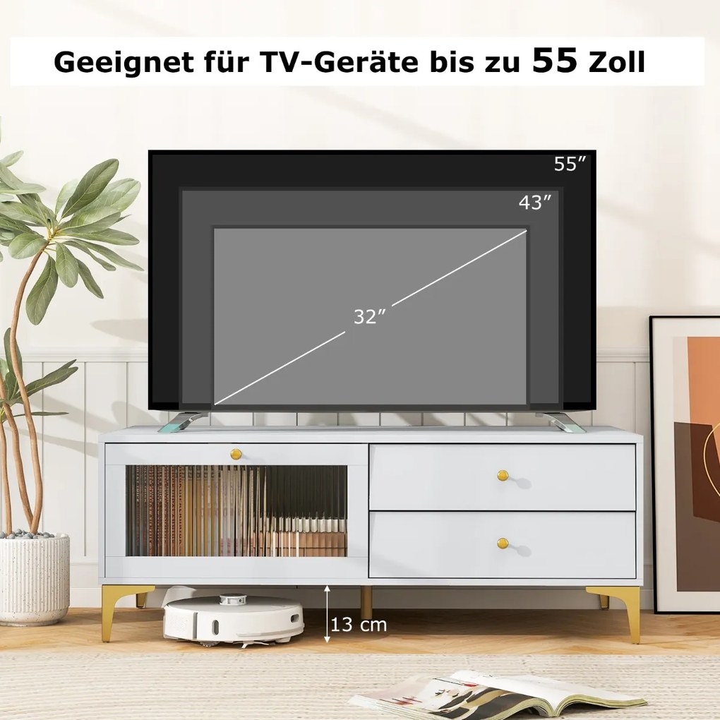 Costway TV stolek pro 55 palcový TV se zásuvkami konzolová skříňka TV konzole