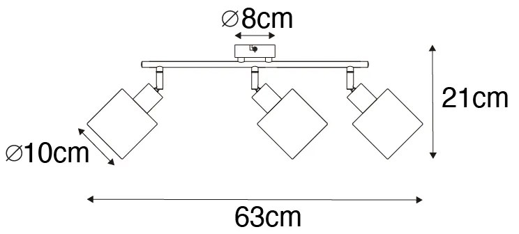 Ocelové stropní bodové světlo s bílým stínítkem 3-světlo nastavitelné - Hetta