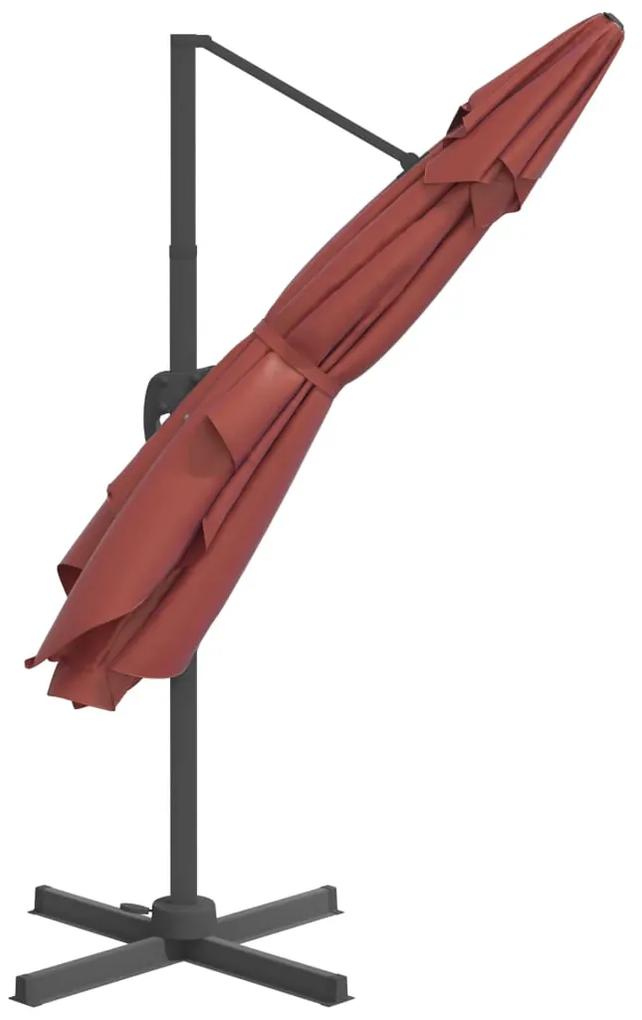 Konzolový slunečník s hliníkovou tyčí terakota 300 x 300 cm,  319925