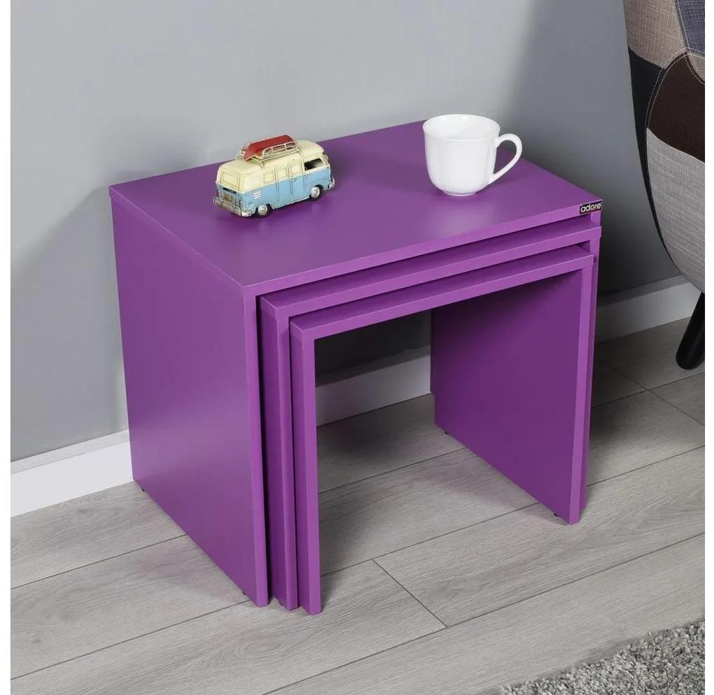 Adore Furniture | SADA 3x Konferenční stolek fialová | AD0134