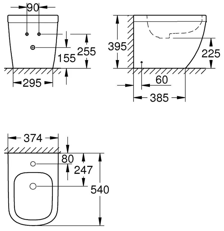 Grohe Euro Ceramic - Stojící bidet, alpská bílá 39340000