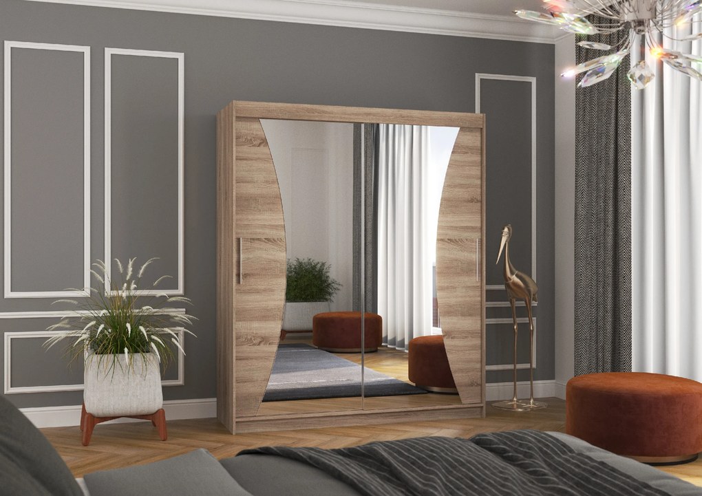 ADRK Furniture Posuvná skříň s zrcadlem CHARLOTTE 180 ADRK-SW-CHA-T-180