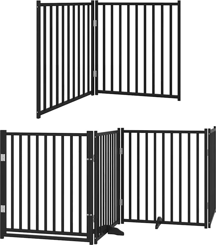 Zábrana pro psy s dvířky skládací 10 panelů černá 800 cm topol 3155743