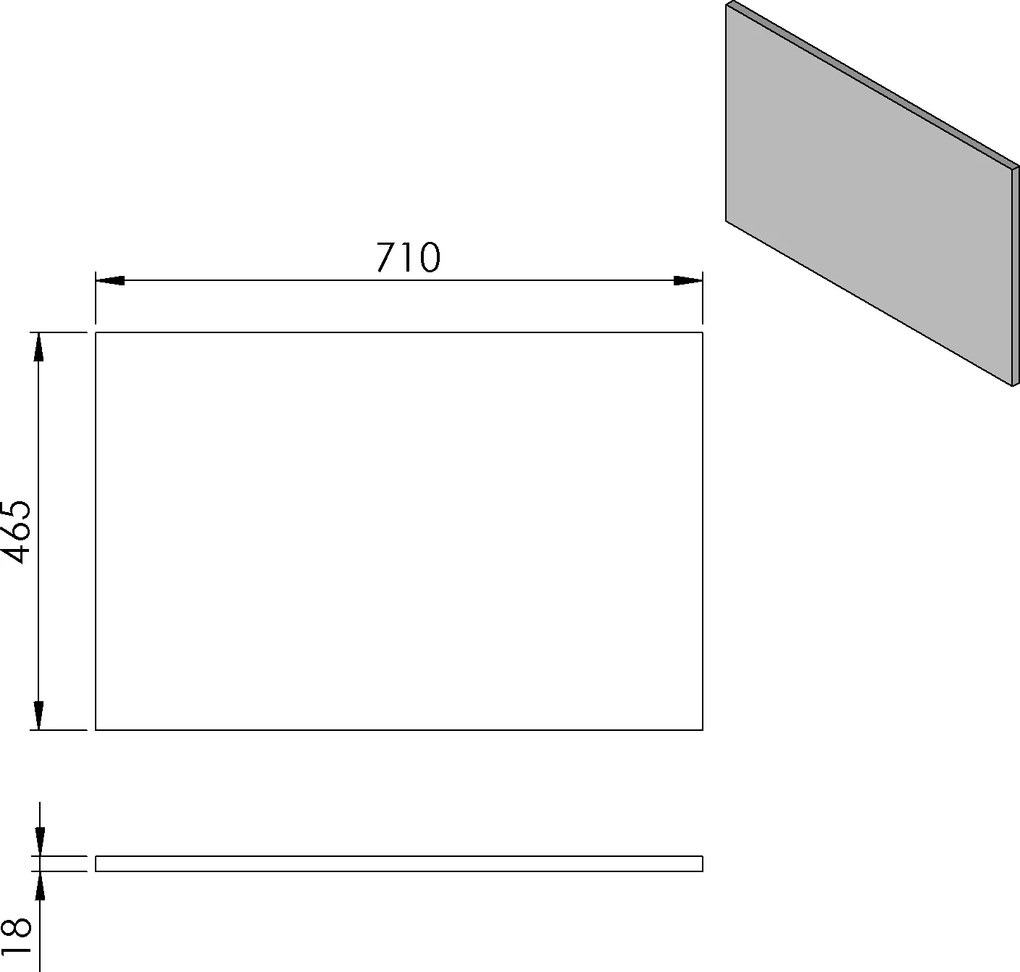 Sapho Cirasa deska 71 x 1,8 x 46,5 cm MDF lamino bílá lesk CR071-3030 Koupelny Bernold