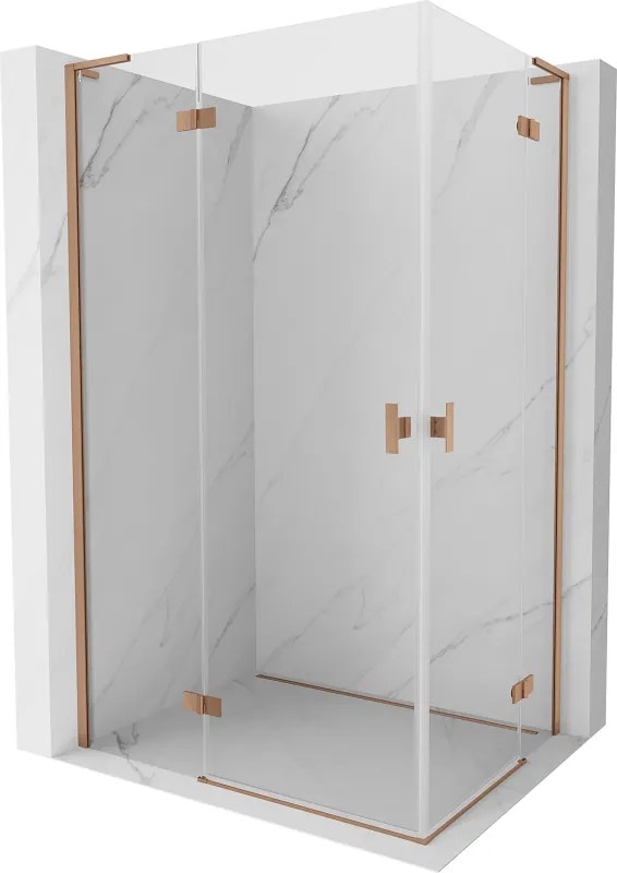 Mexen Mist-H L Duo, 2-křídlý ​​sprchový kout 115 x 80 cm, čiré sklo, měděný matný profil, 8A5L-115L-080P-65-00