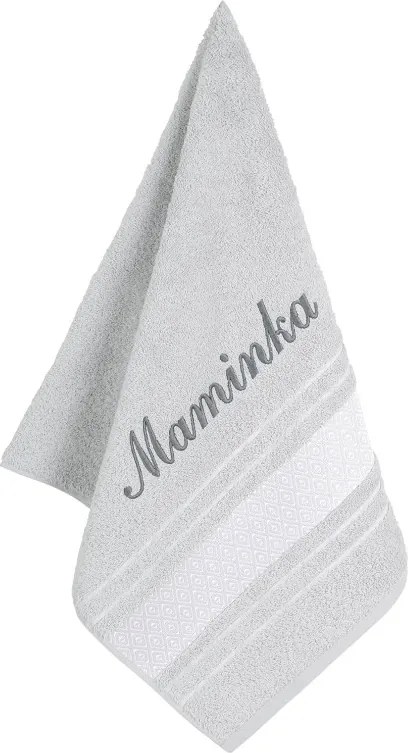 Bellatex Froté ručník mozaika se jménem MAMINKA Šedá 50x100 cm