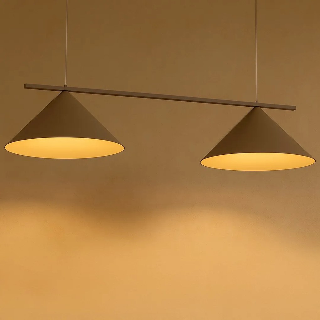 Závěsné svítidlo Capital, 2x tmavě obéžové kovové stínítko, (fi 46cm), be